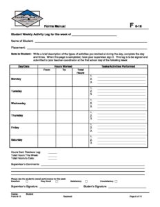 2017 Off Campus Weekly time sheet - Barrhead Composite High School